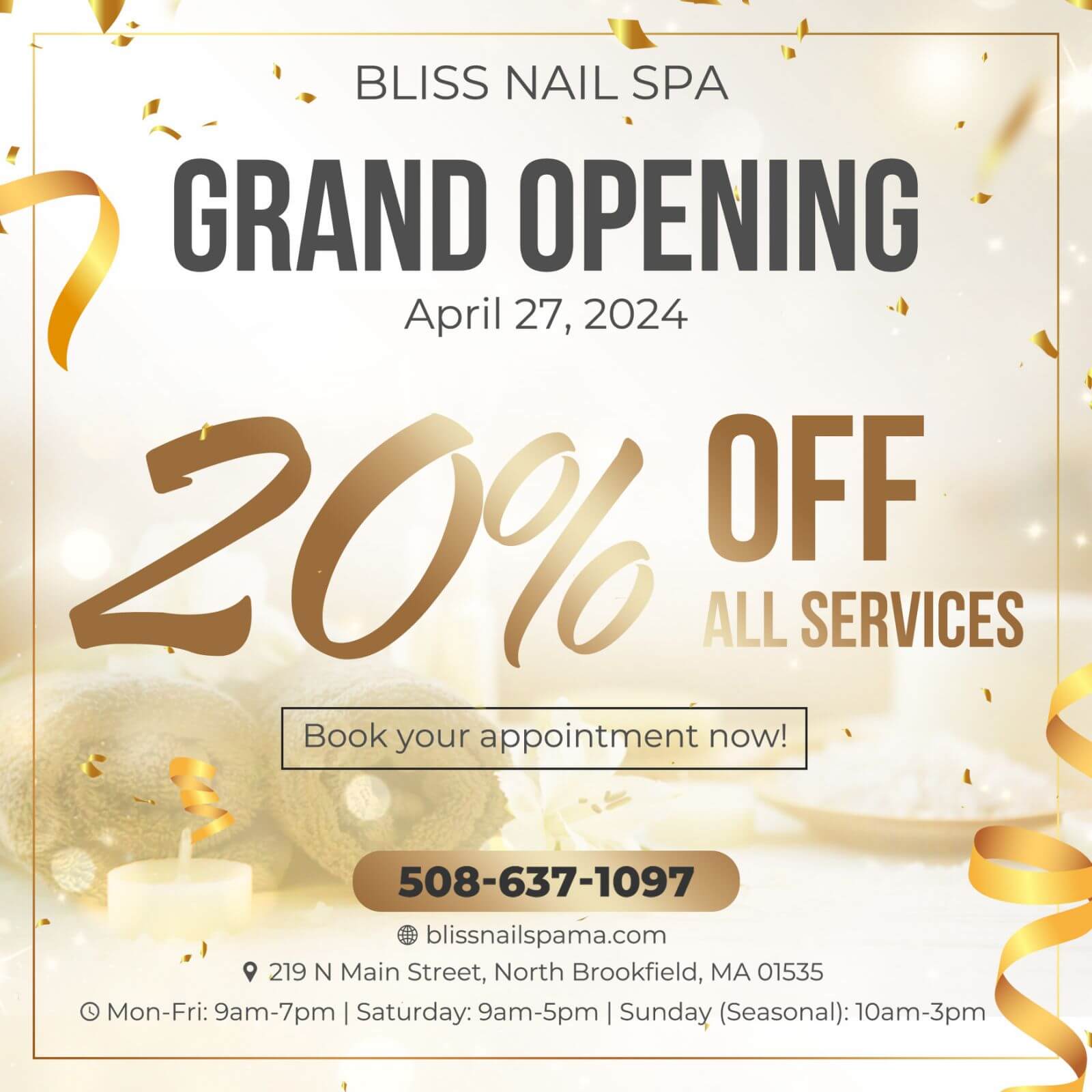 Bliss Nail Spa - 219 N Main Street, North Brookfield, MA 01535